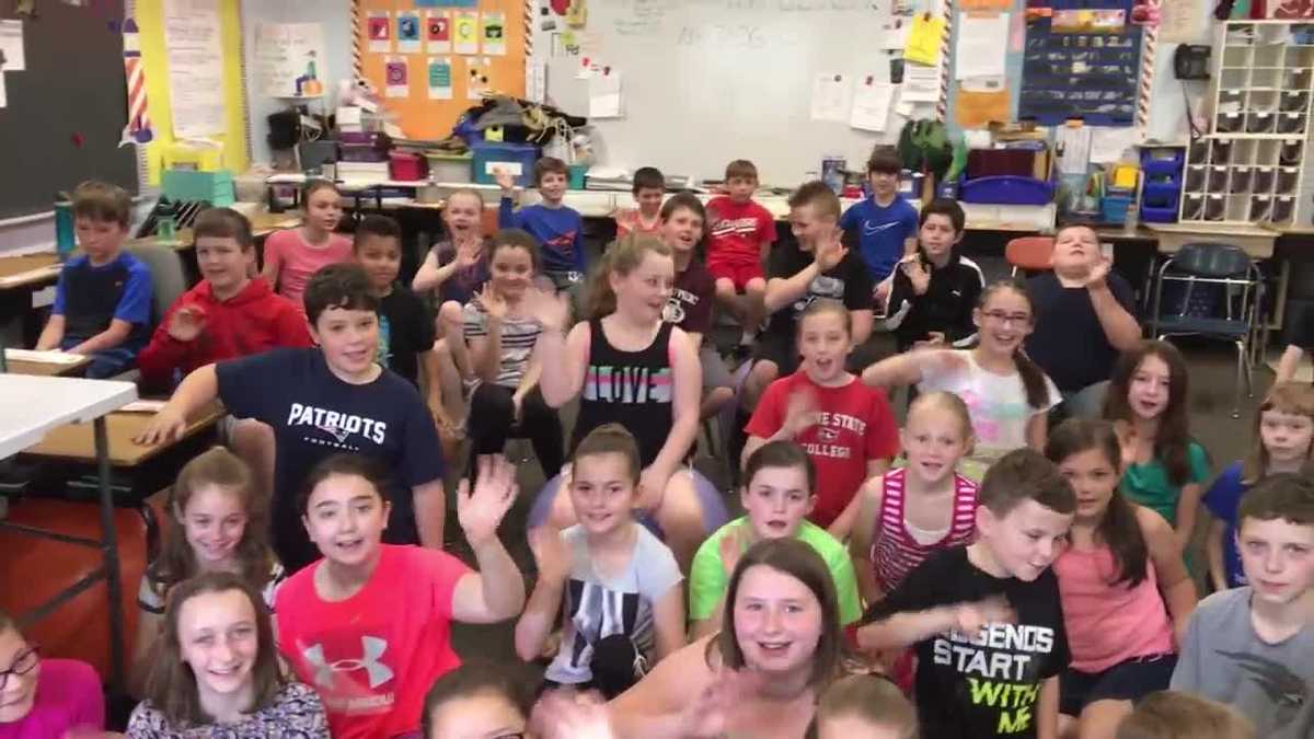 Meteorologist Hayley LaPoint visits Rindge Memorial School