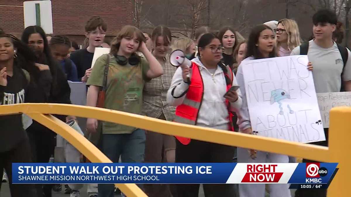 Students at Shawnee Mission Northwest walk out to protest ICE