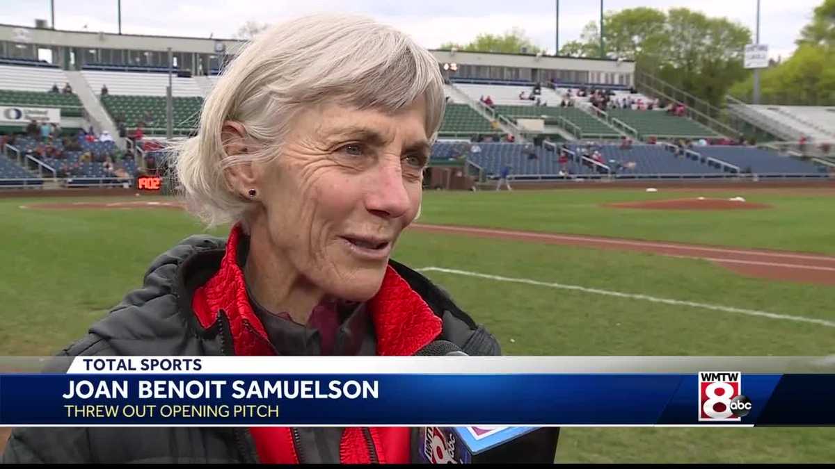 Joan Benoit Samuelson throws out first pitch at Sea Dogs game