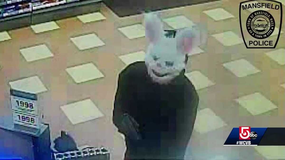 Armed robber in creepy bunny mask evades police search