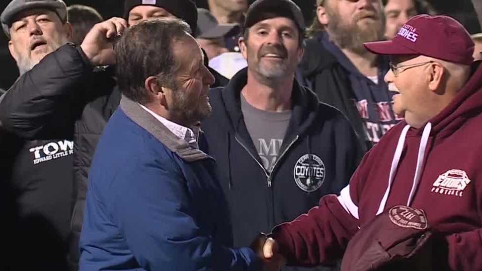 Edward Little football players past and present say goodbye to Walton Field