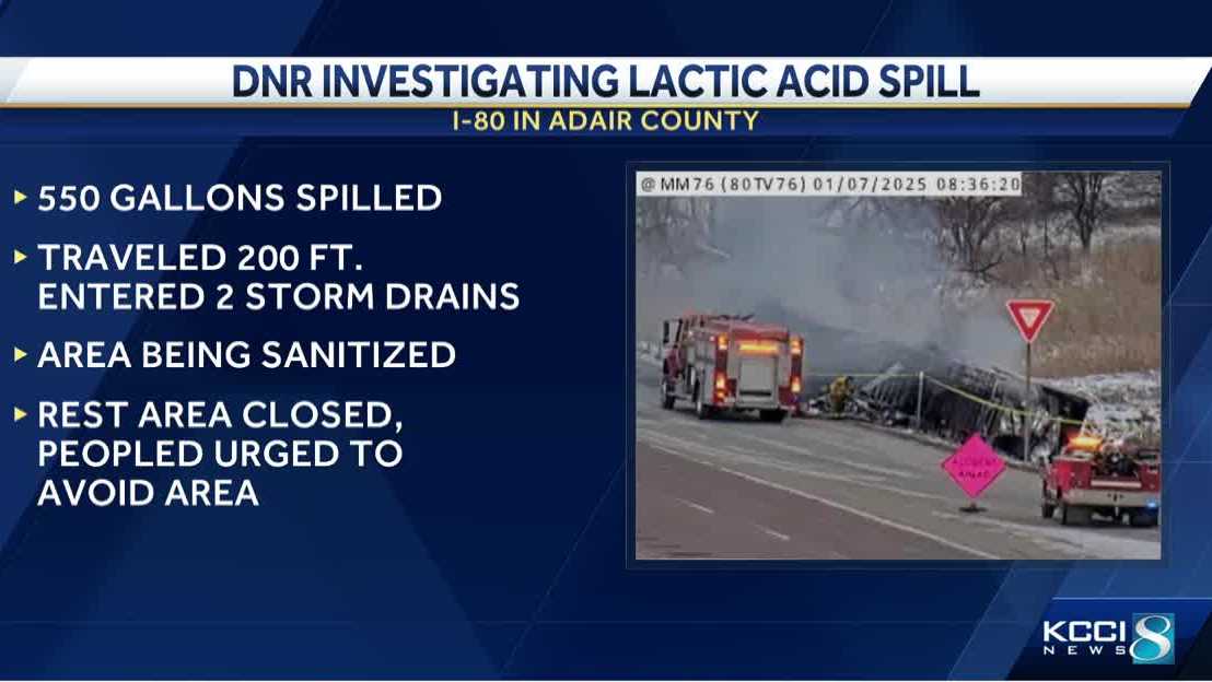 Semi fire on I-80 leads to spill of estimated 550 gallons of lactic acid