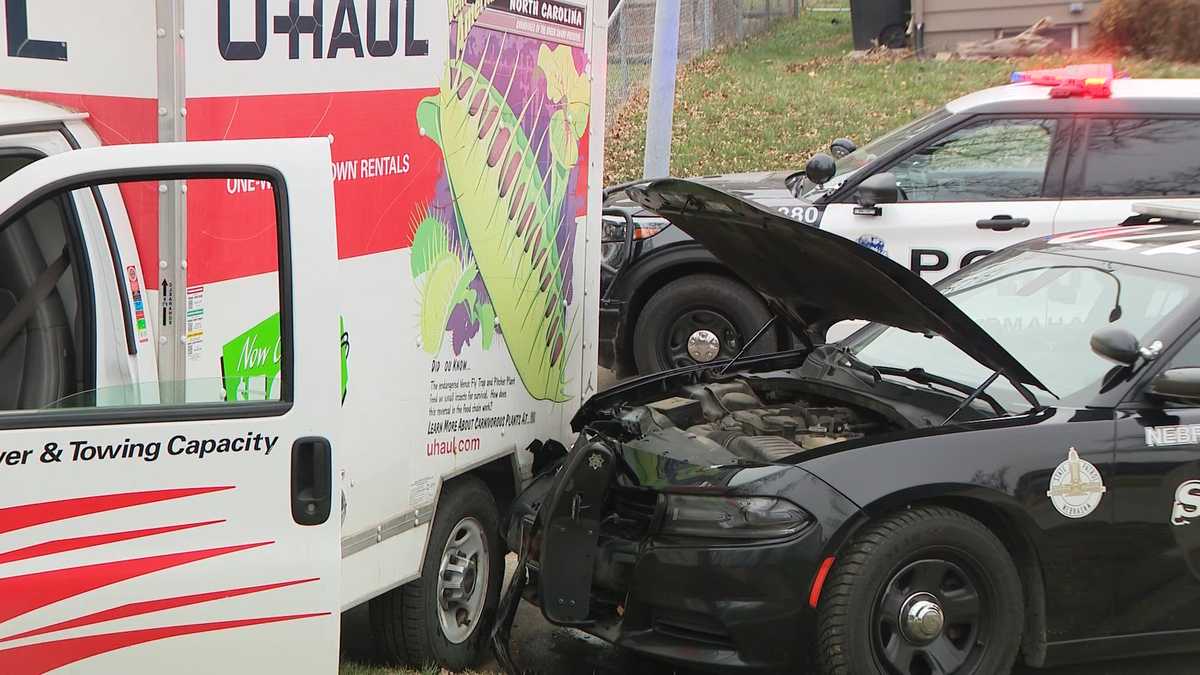 Nebraska State Patrol cruiser damaged in crash with stolen U-Haul