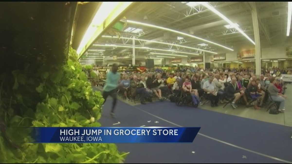 Grocery store high-jump