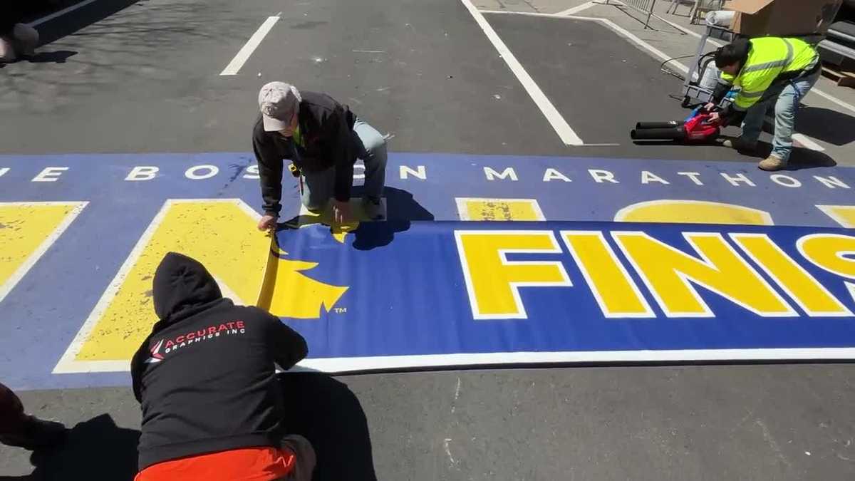 Boston Marathon finish line prepped for Monday's race