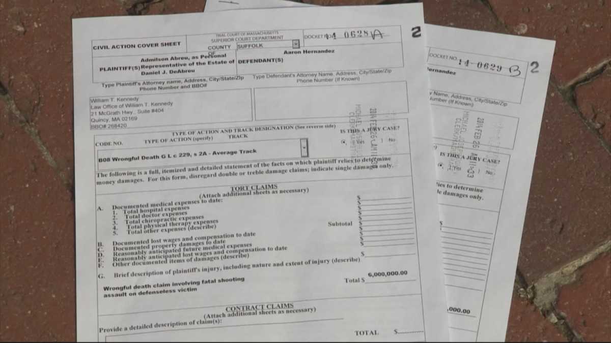 Aaron Hernandez faces two $6M lawsuits