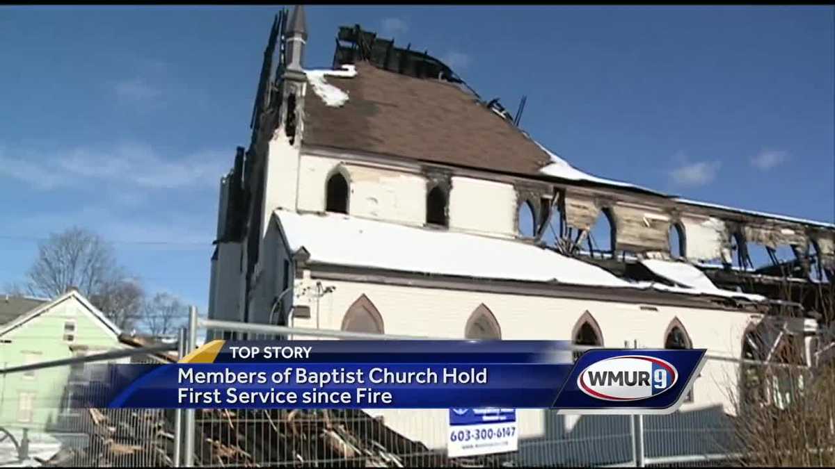 WATCH: Church members hold first service after fire destroys Baptist church
