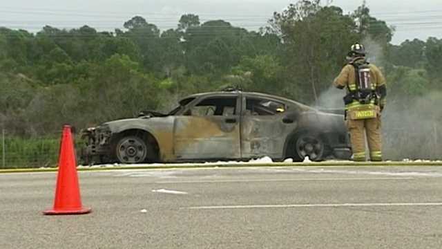 FHP cruiser catches fire with live ammunition inside