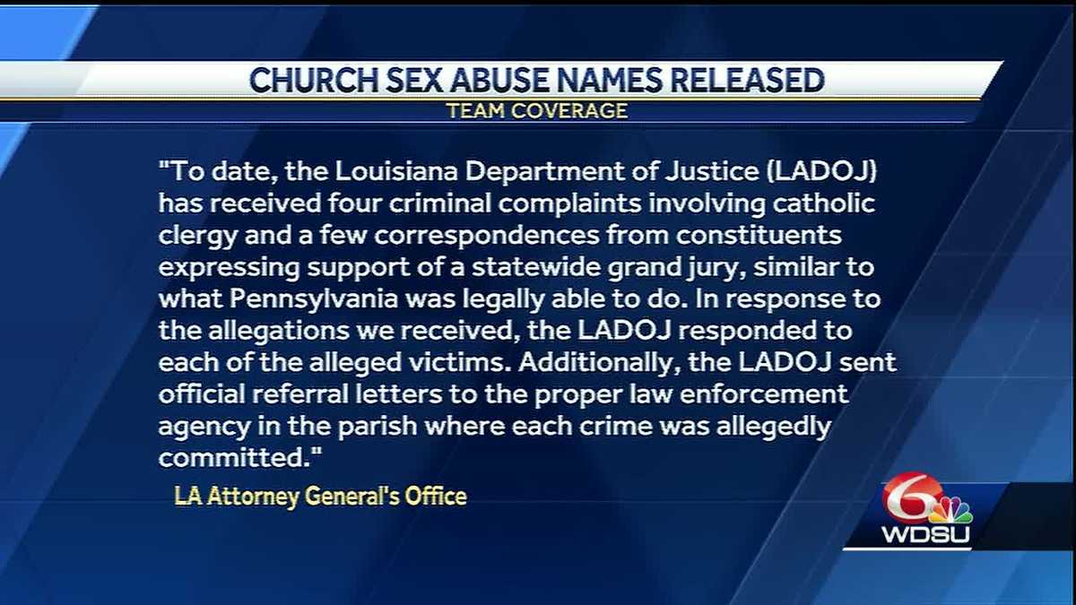 Louisiana Attorney General's Office comments on release of church sex ...