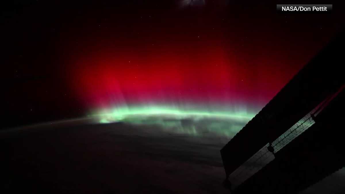 NASA astronaut captures rare red aurora from space