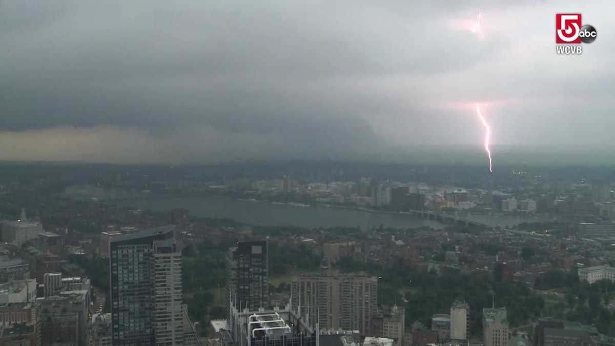 Video captures incredible lightning striking Boston area