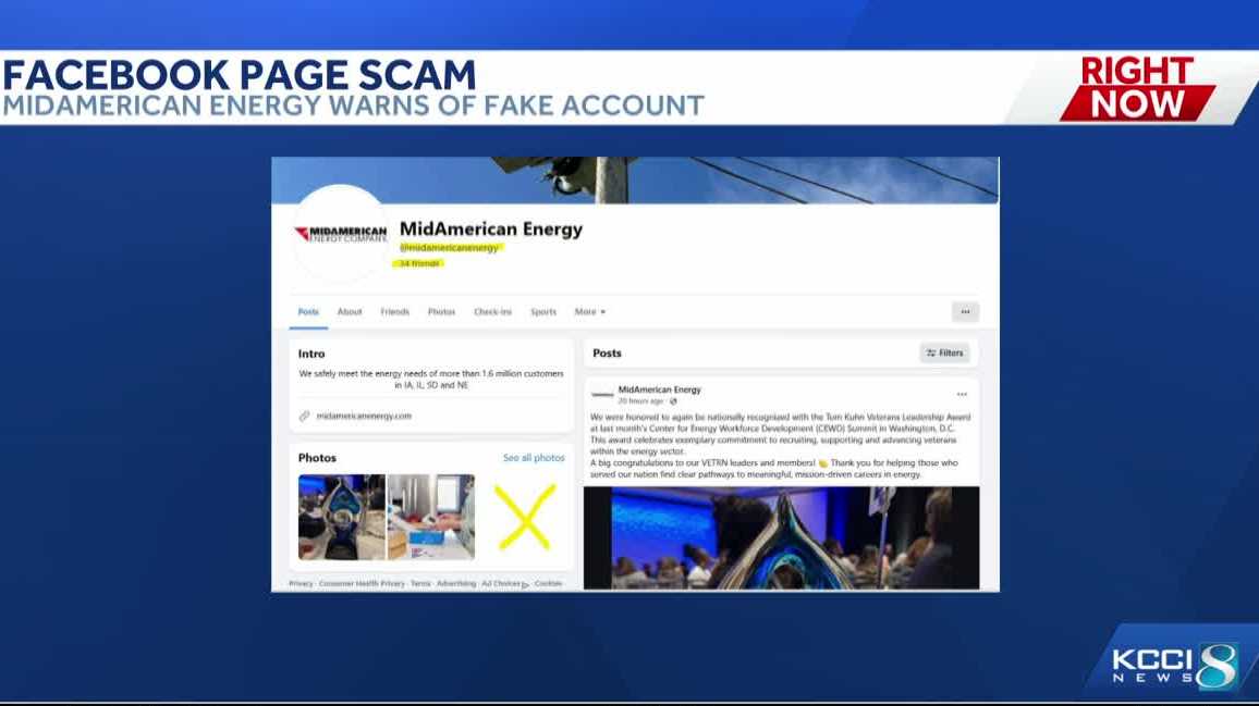 MidAmerican Energy warns of Facebook scam targeting customers