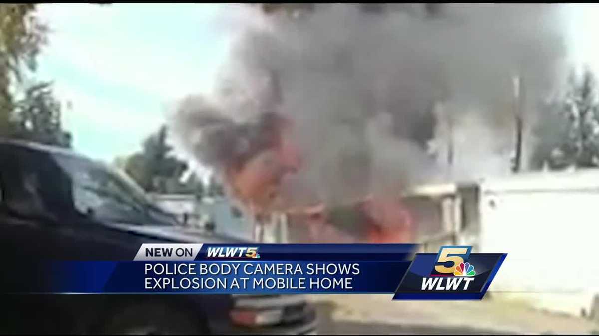 Police body camera captures Mt. Healthy fire, oxygen tank explosions