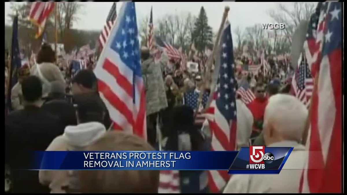 Veterans protest American flag removal from Mass. college campus