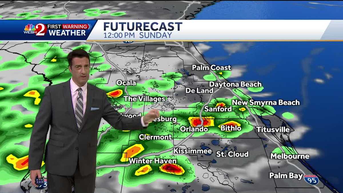 Higher storm coverage on Sunday will know temps down some!