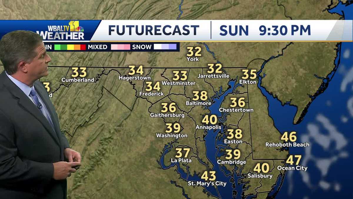 Chilly night on Sunday before a cool and sunny Monday