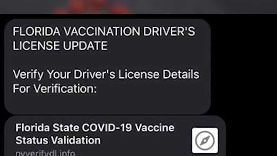 Florida AG warns of text alert scam asking for vaccination status