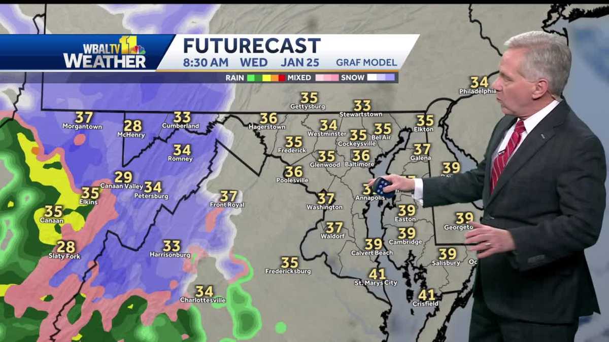 Tom shows how soon snow transitions to rain