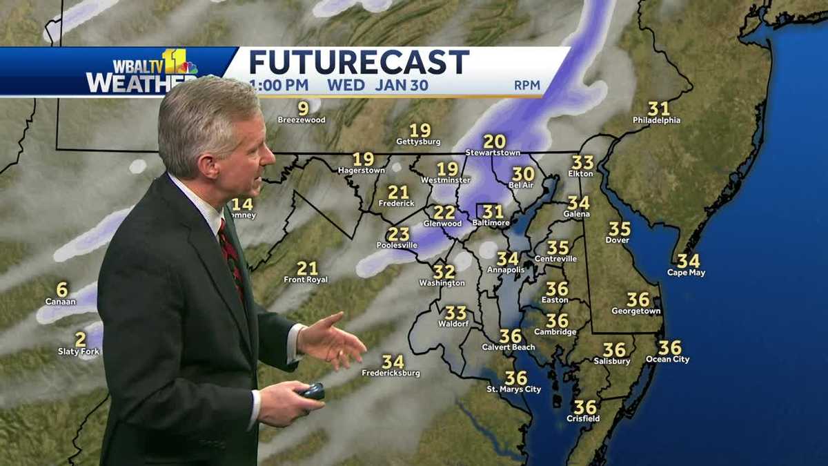 Midday burst of snow for Wednesday