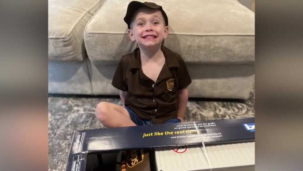 Watch: 4-year-old who loves UPS trucks gets special birthday treat