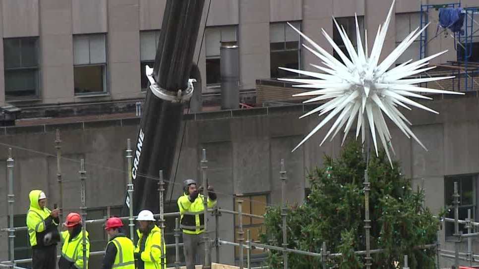 Star added to top of Rockefeller Center Christmas Tree
