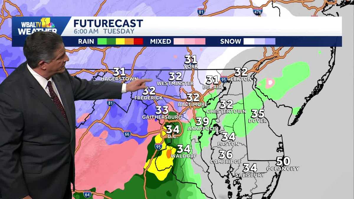 Cold temps in Maryland with wintry weather coming