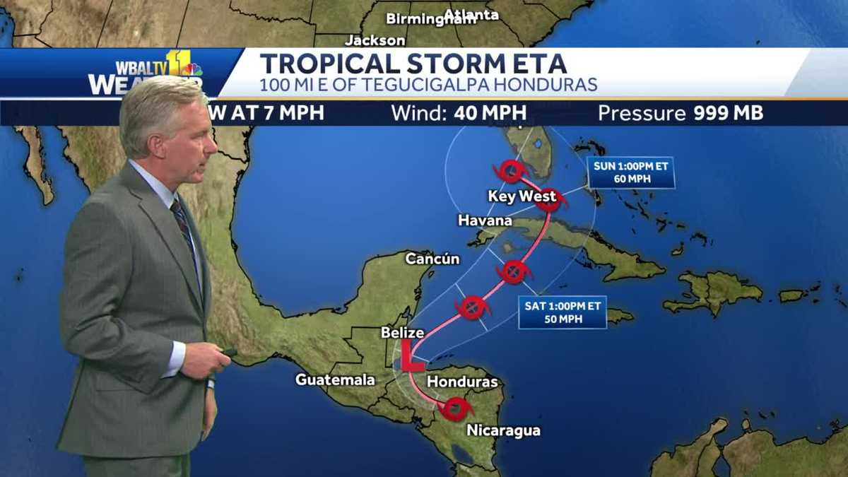 Tom shows Tropical Storm Eta's latest track