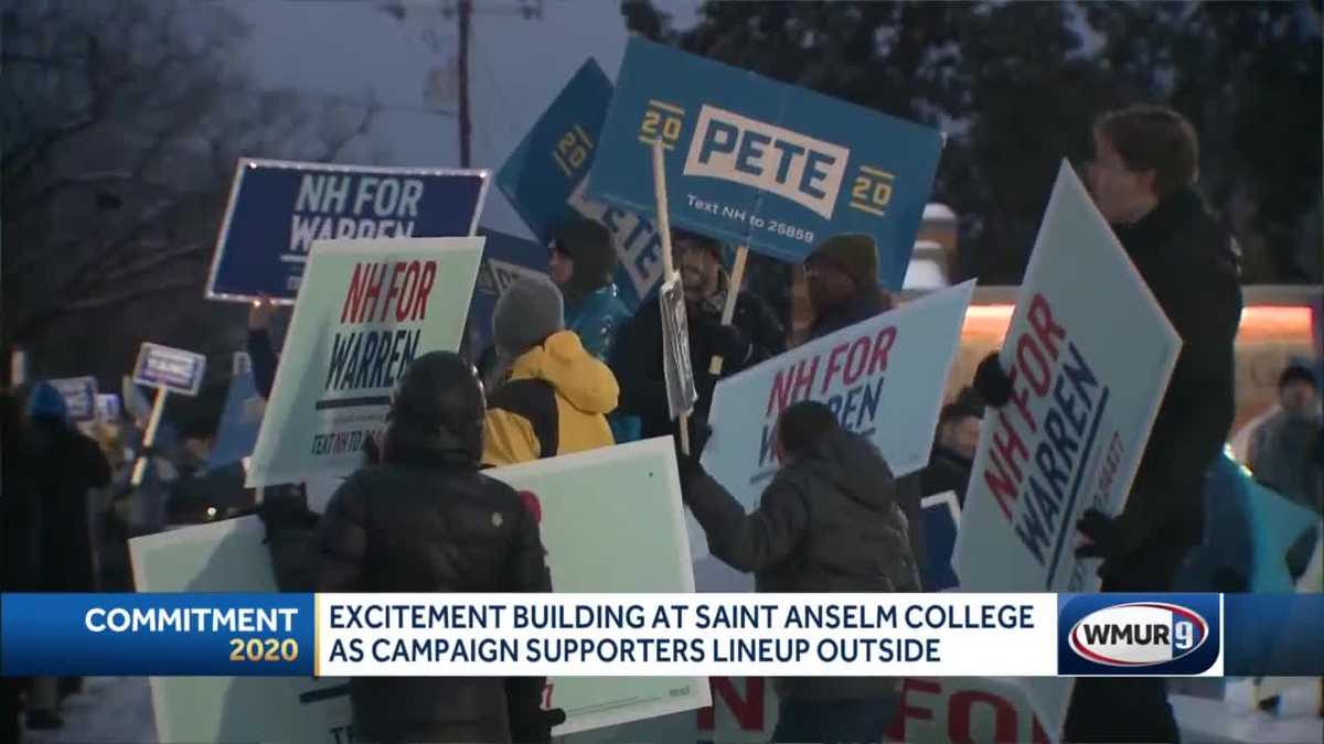 Candidates' supporters gather outside debate