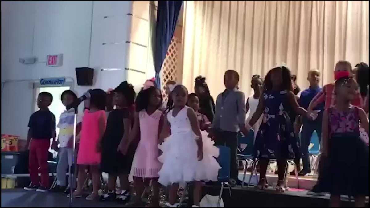 Kindergartners celebrate graduation with 'Baby Shark' song