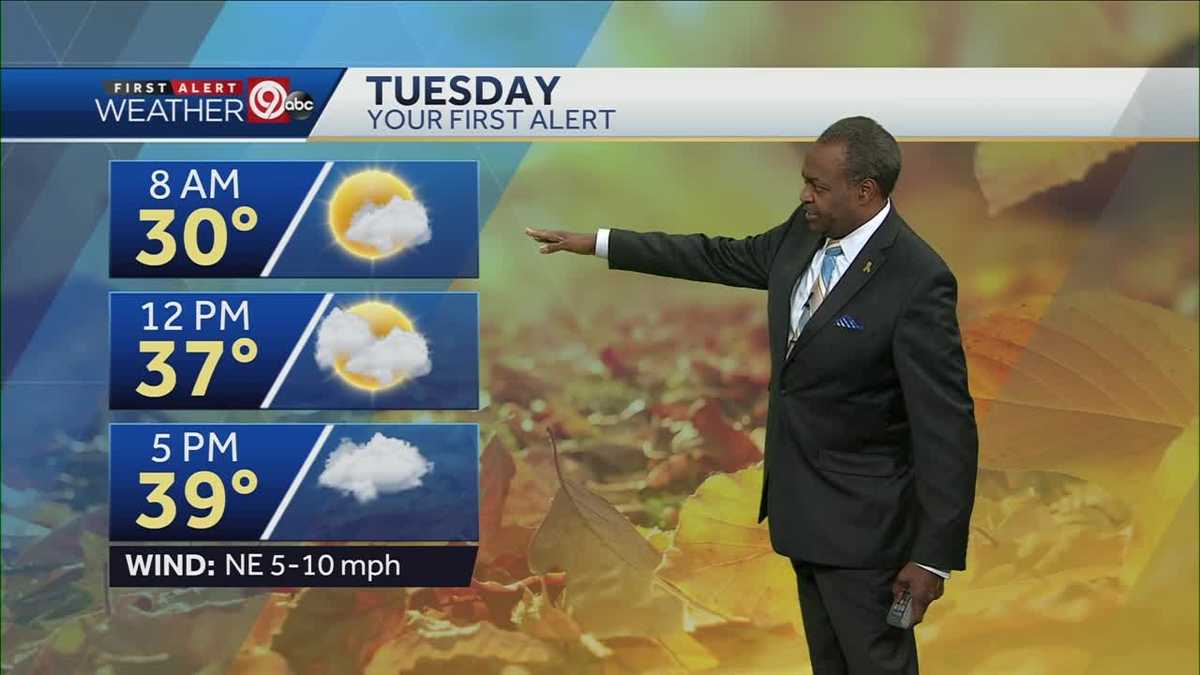 Rain/snow mix possible Monday night; cold on Tuesday