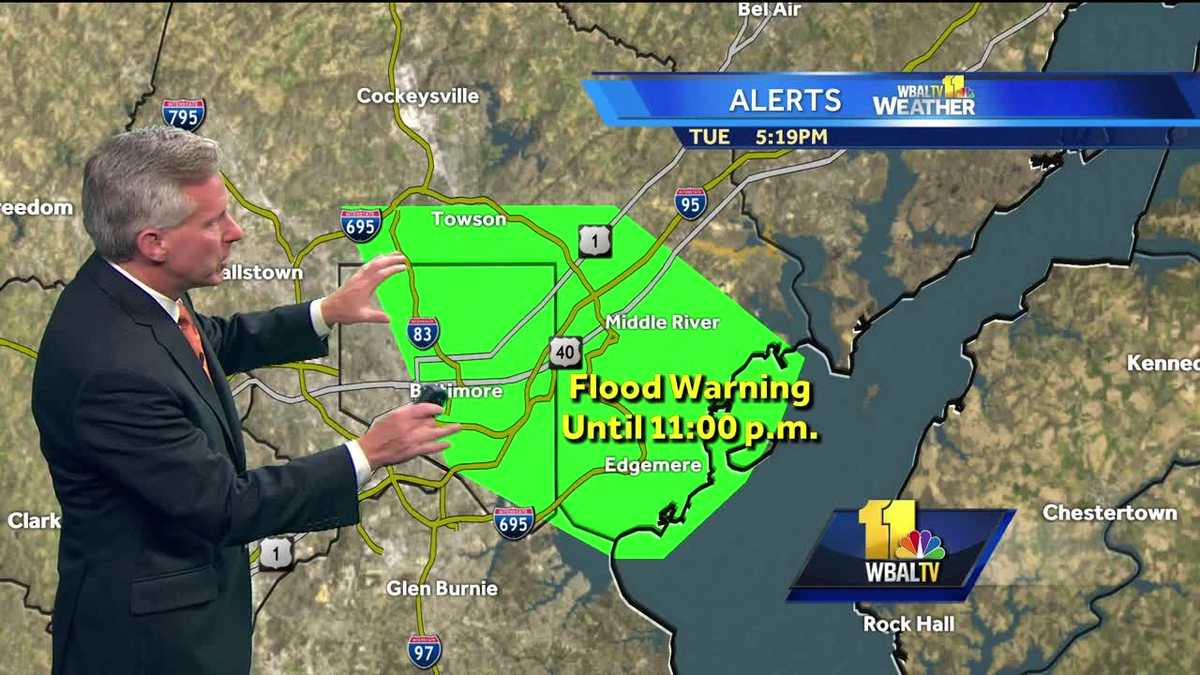 Portions of Baltimore area under flood warning Tuesday night