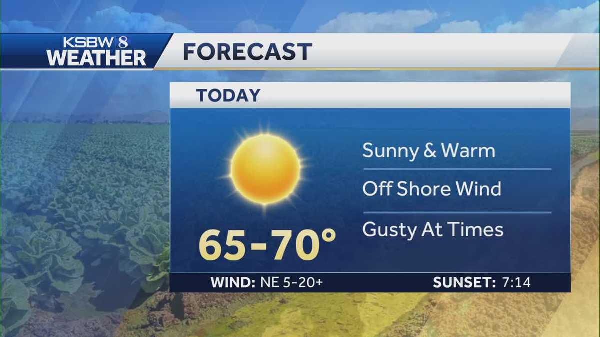 Sunny and Warm Thursday expected throughout the Central Coast