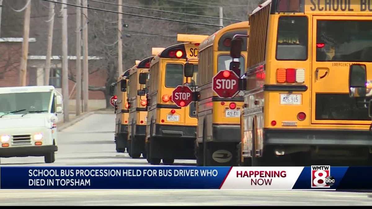 School bus procession held for driver who died in Topsham