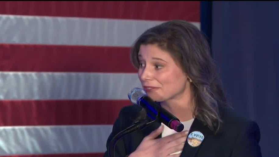 Democrat Maggie Goodlander speaks to supporters