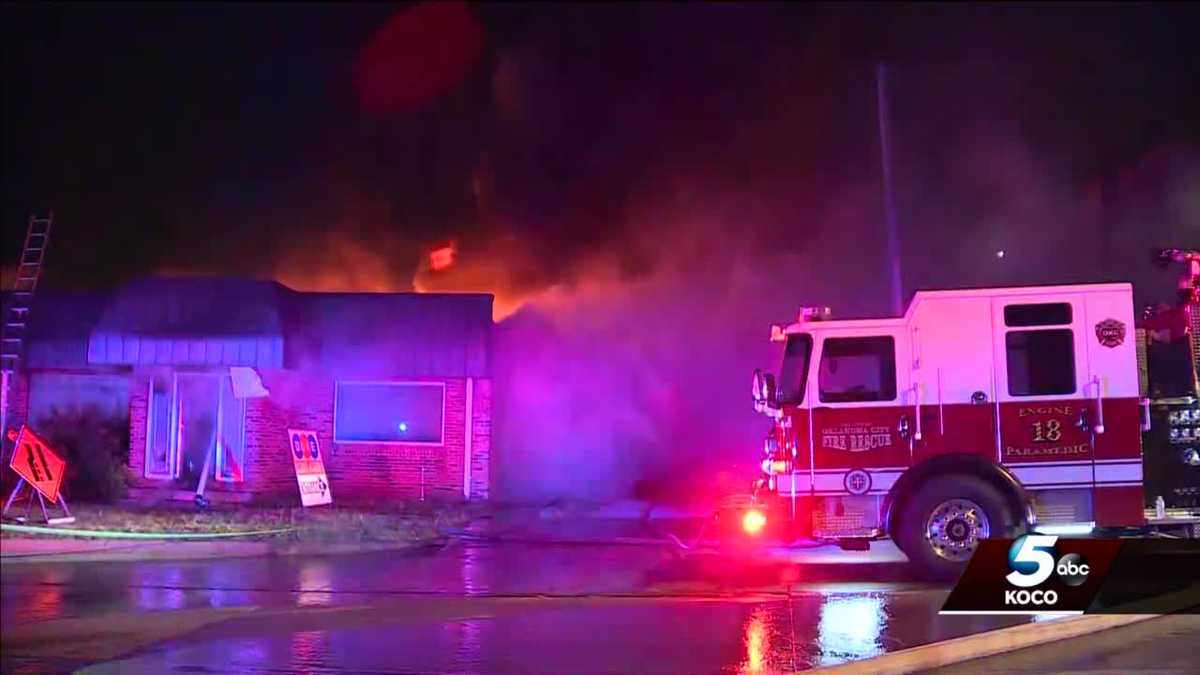 Crews battle three-alarm fire at northeast Oklahoma City building