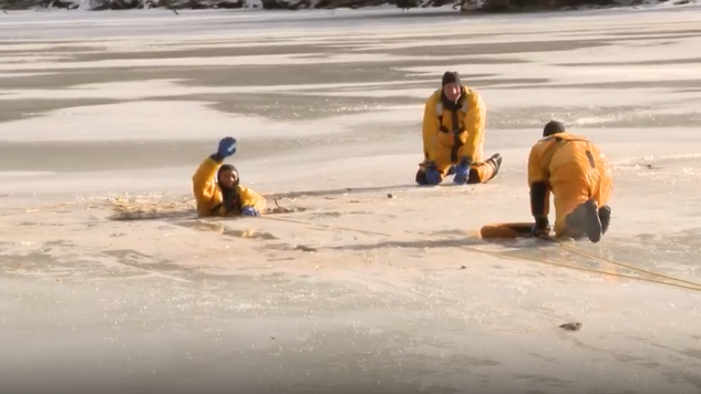 How Massachusetts firefighters train for ice rescues