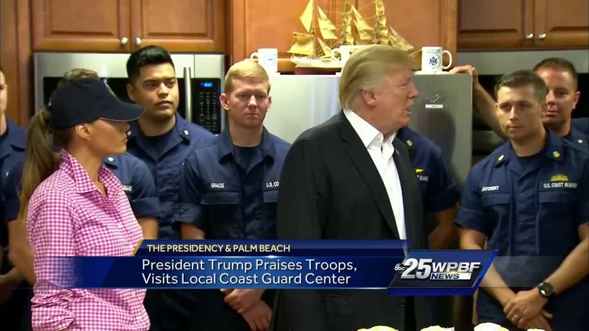 President Trump praises troops, visits local Coast Guard Center