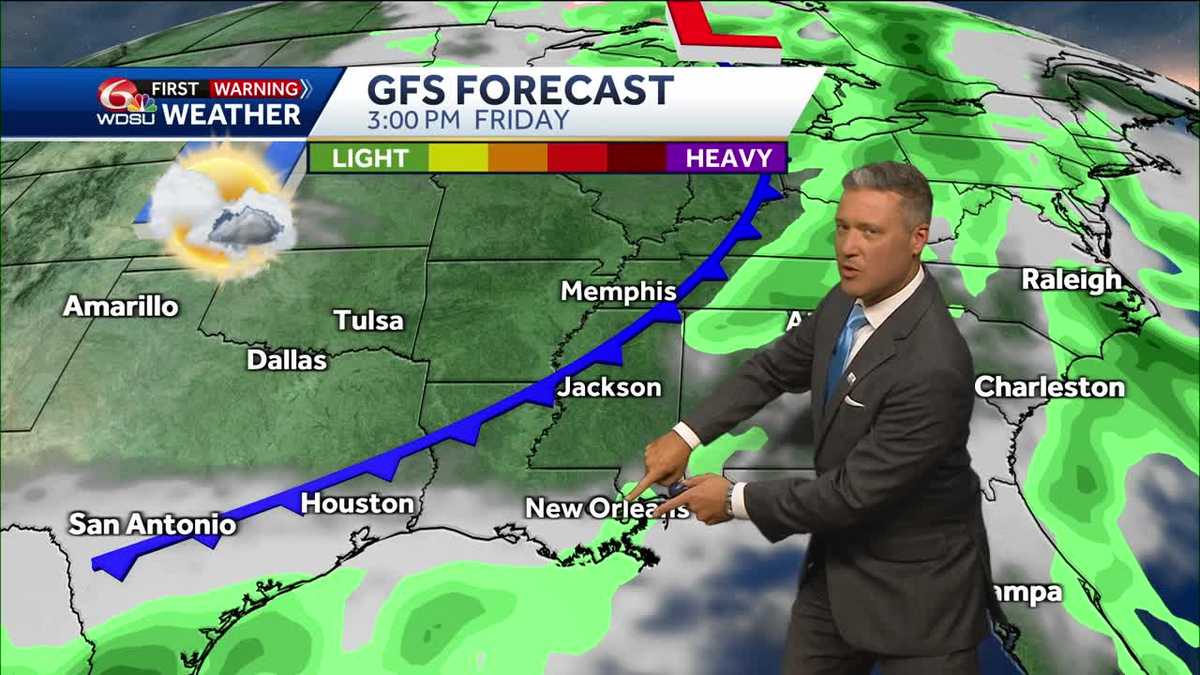 New Orleans forecast cold front high temps low temps rain chances