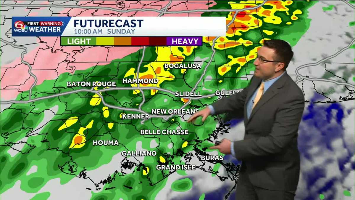 Another round of storms Sunday, then bitter cold early next week