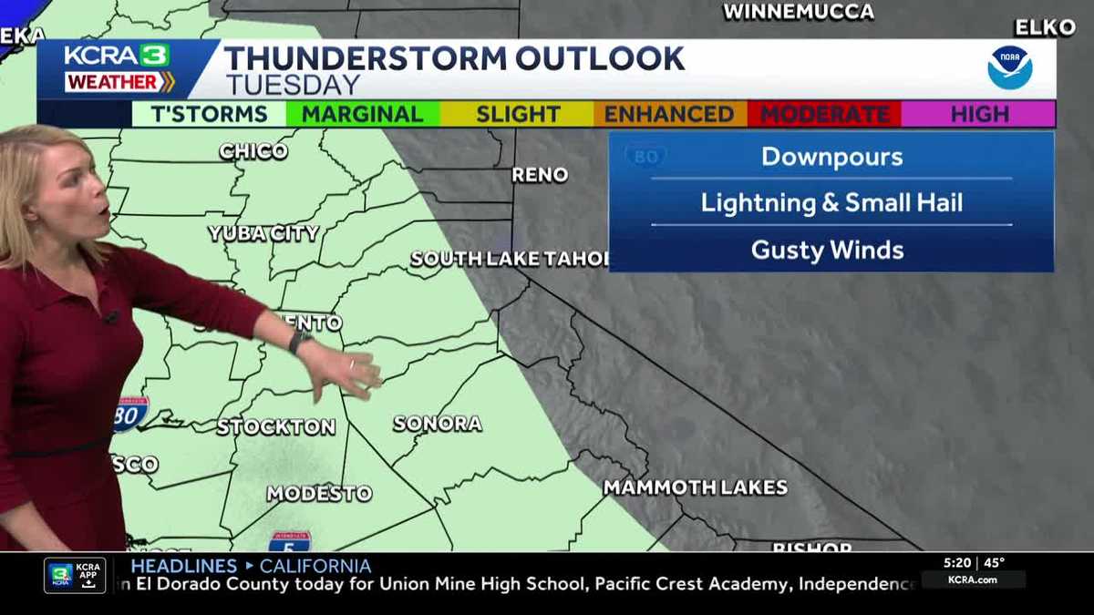 Wet and windy Tuesday. Lowering snow and thunderstorms across Northern ...