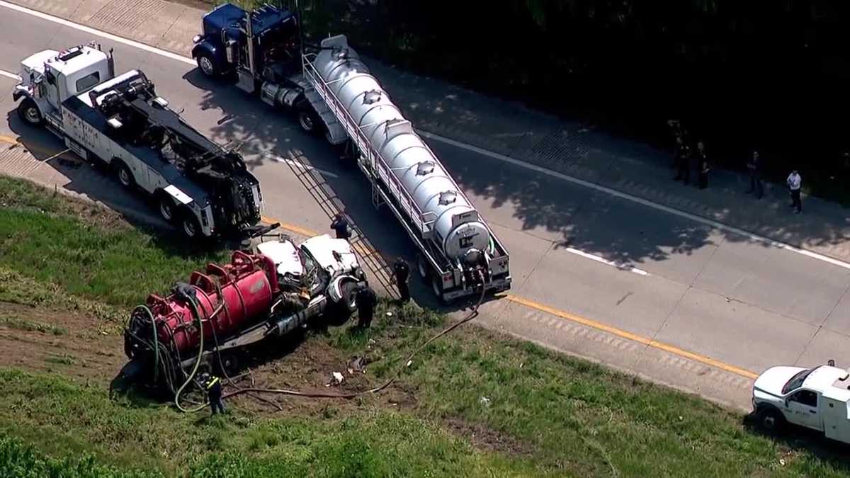 Commercial tanker carrying dirty waste water overturns on I-265