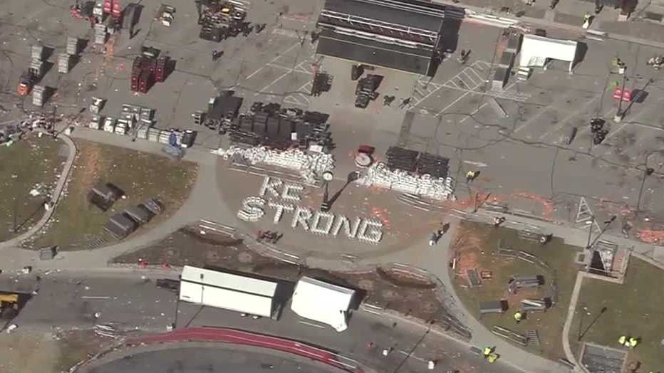 KC Strong spelled out with chairs at Union Station after shooting