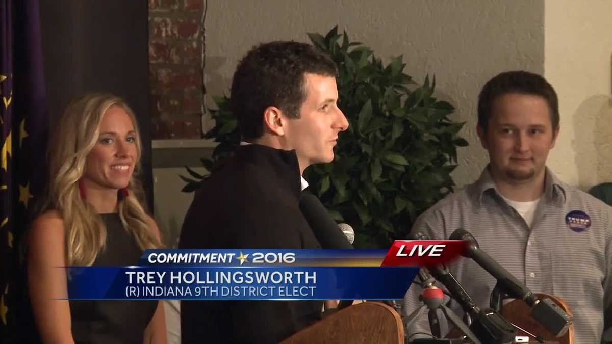 Trey Hollingsworth speaks after winning Indiana 9th District