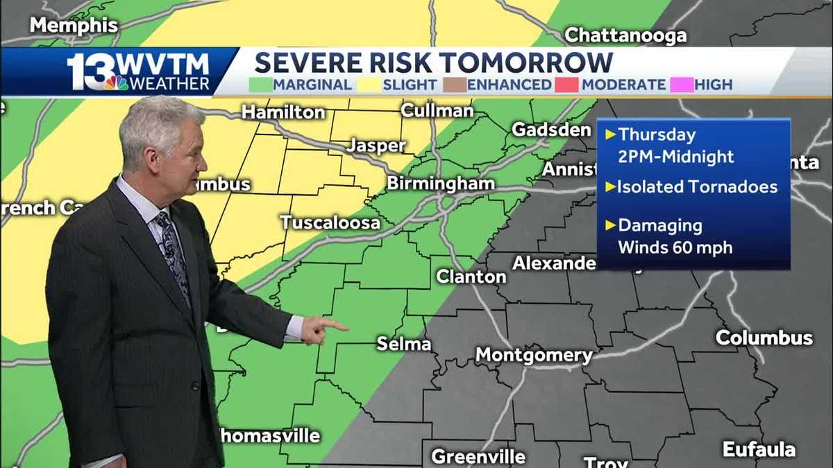 Scattered severe storms possible Thursday Scattered severe storms possible Thursday