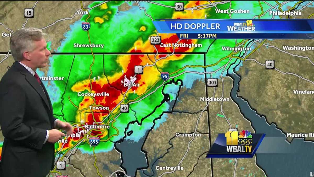 Severe storms moving through Maryland