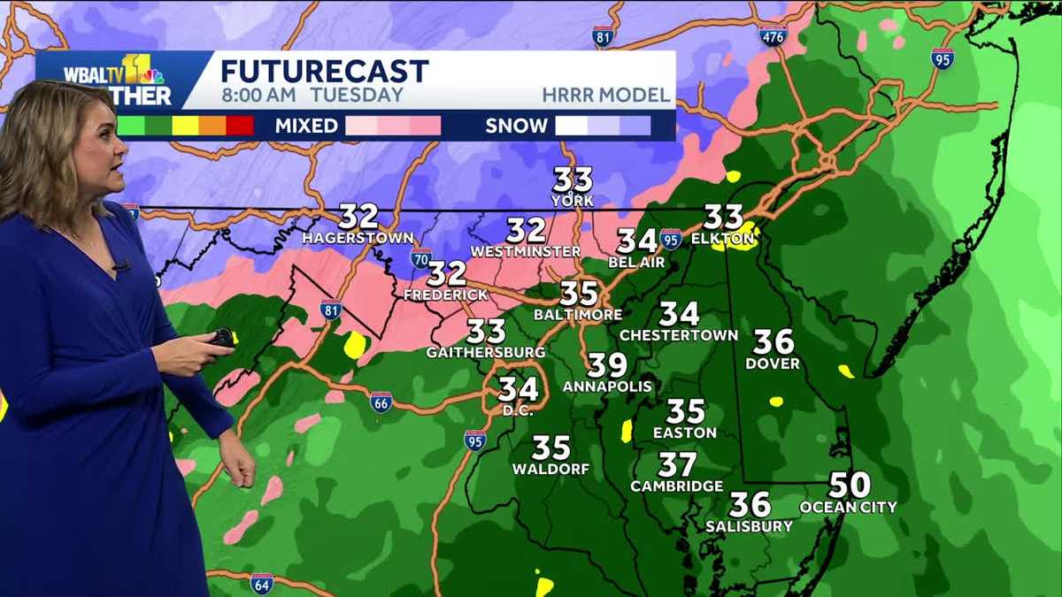 Wintry mix Tuesday morning changing to all rain
