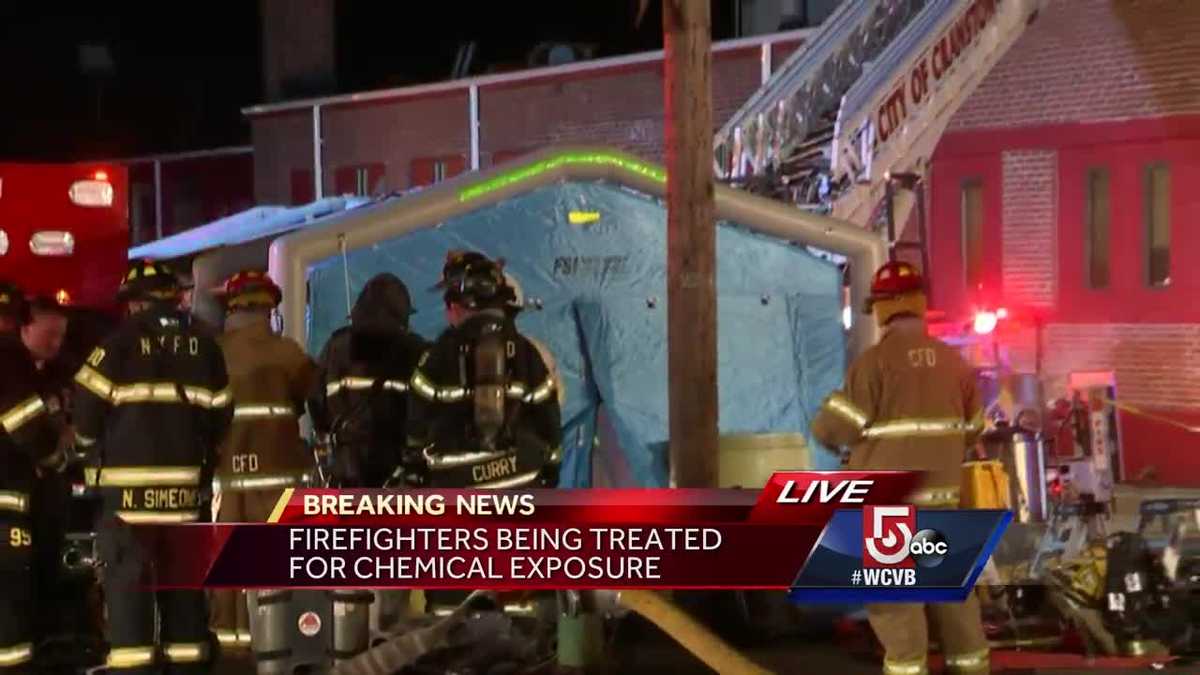 Firefighters being treated for chemical exposure