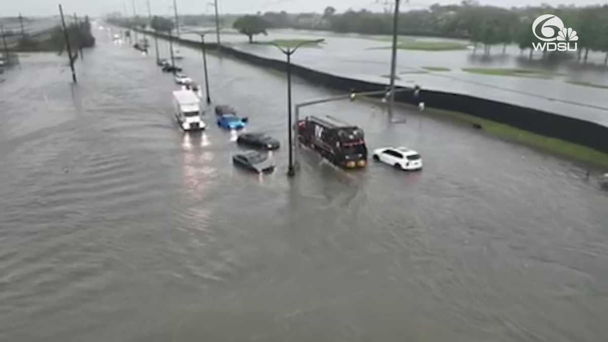 Louisiana storms: Drone video shows flooding in Metairie