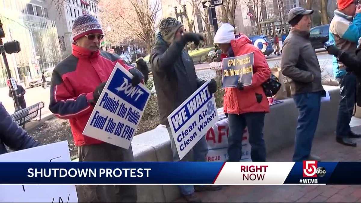 Unpaid federal workers protest in Boston