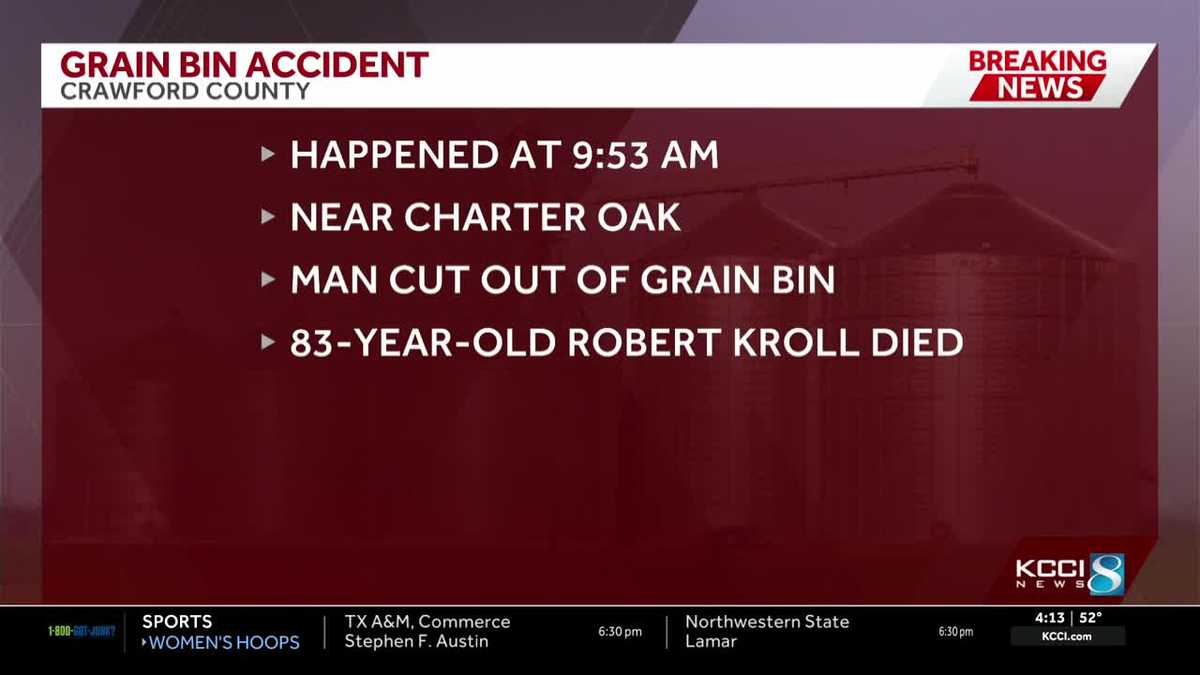 Man dies after being trapped in grain bin in western Iowa